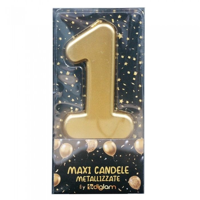 Candeline per torta Oro maxi numero 1 - Scuoleria